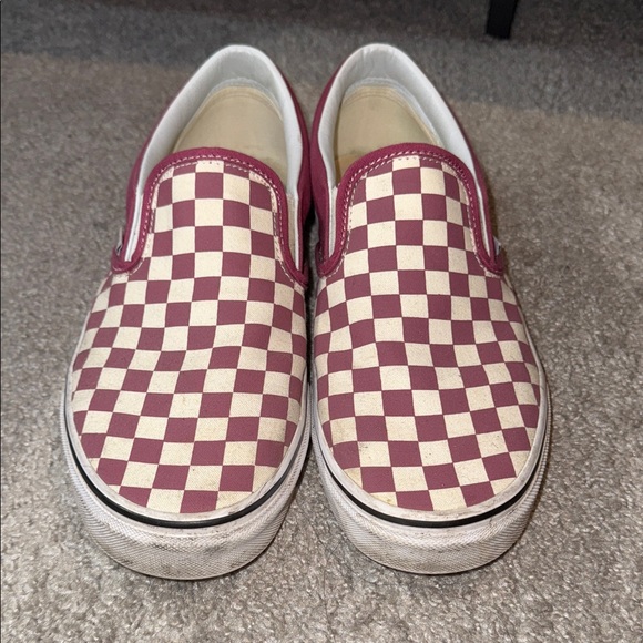 Vans | Shoes | Vans Checkerboard Slipon Shoes Red And Cream | Poshmark